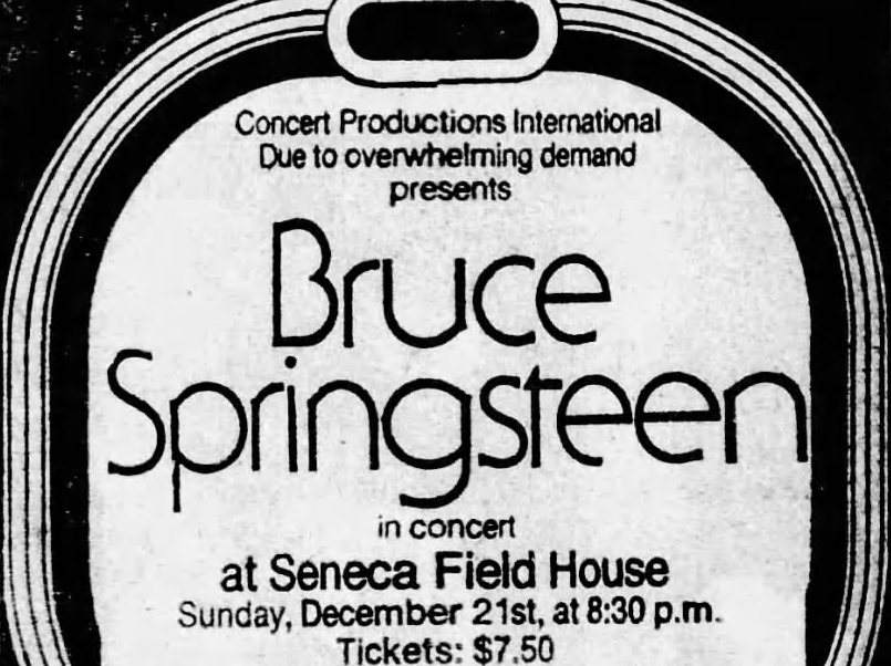 Live Archive: Bruce Springsteen & the E Street Band, Seneca Field House ...